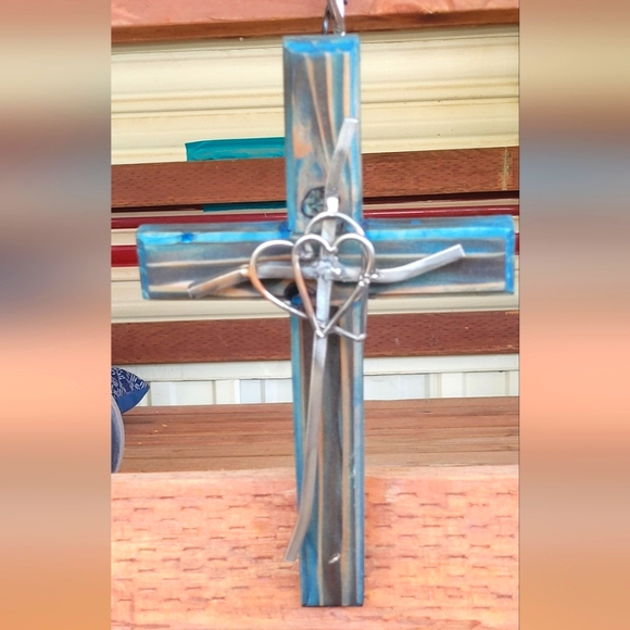 Handmade | Art | Cross Handmade Wooden Cross Welded Overlay W Two ...